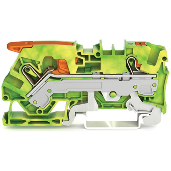 BORNE PROTECTION 2 CONDUCTEUR LEVIER POUSSOIR 6MM² VERT-JAUNE /100 ...