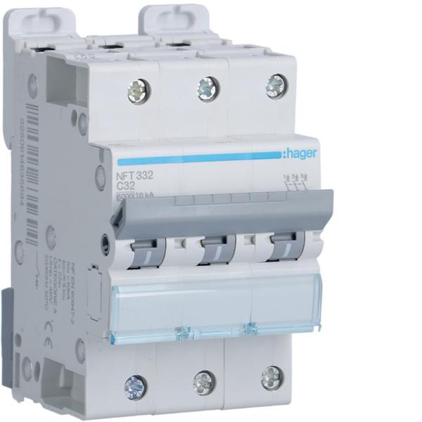 DISJONCTEUR 3P 6/10KA 32A COURBE C 3 MODULES - Samse.fr
